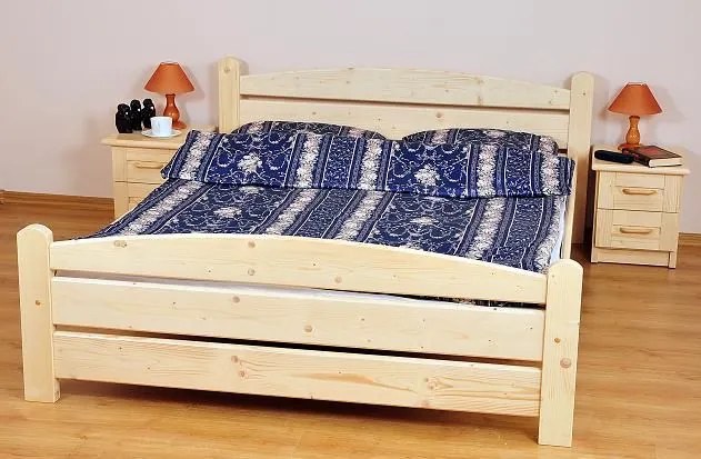Manželská postel z masivu KAROLÍNA - 140 cm - přírodní