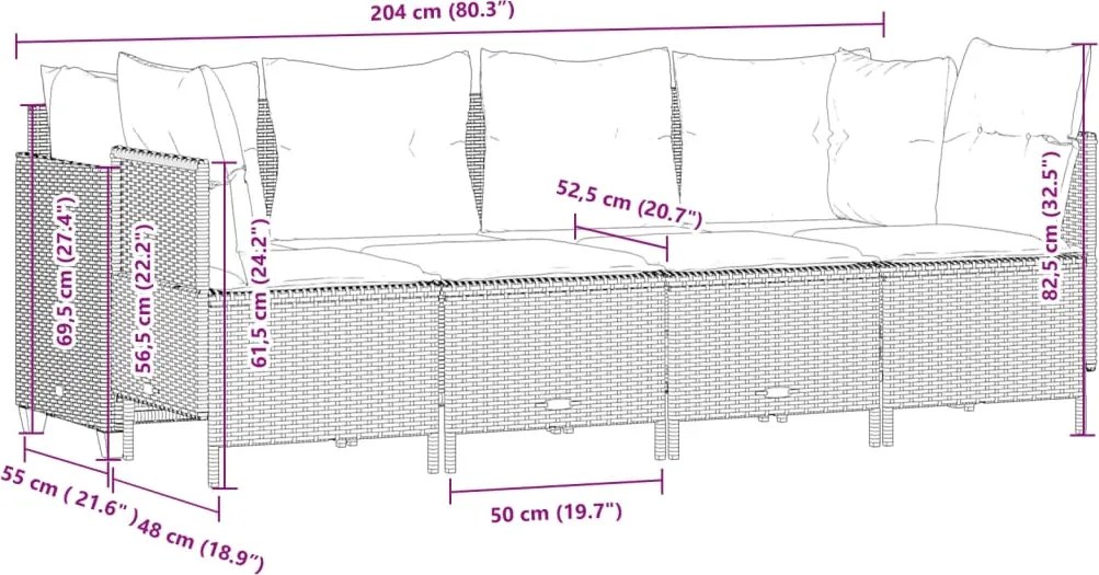 5dílná zahradní sedací souprava s poduškami béžová polyratan 3261524