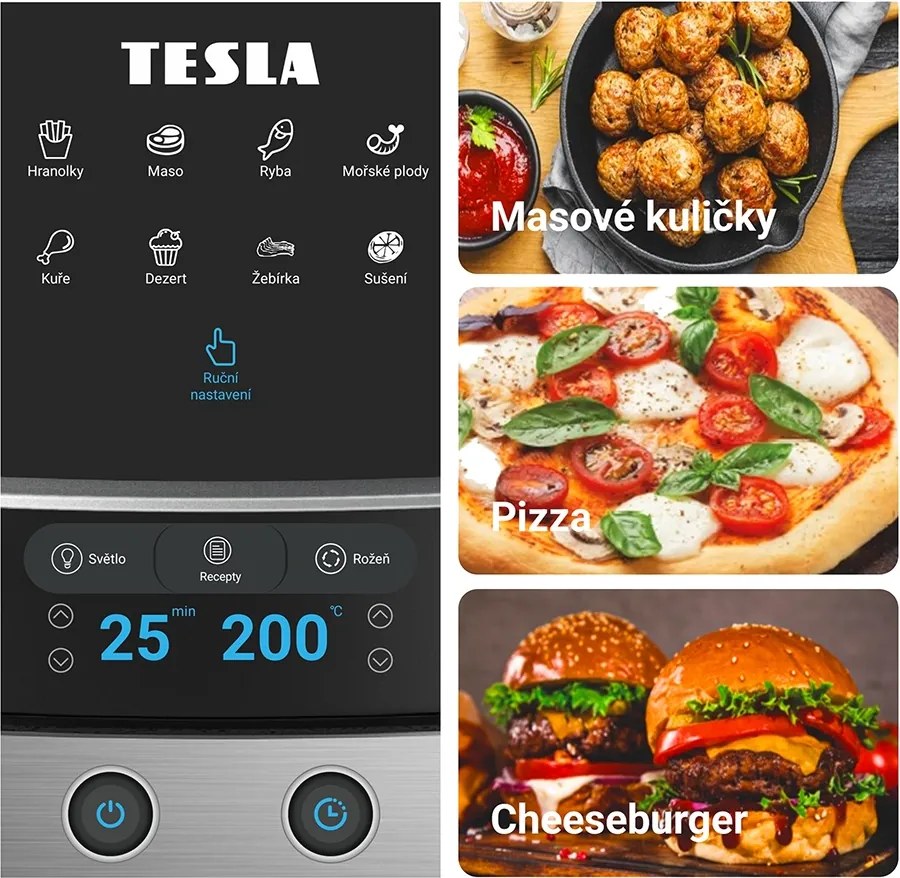 TESLA AirCook & Grill QG800 WiFi - multifunkční digitální horkovzdušná fritéza