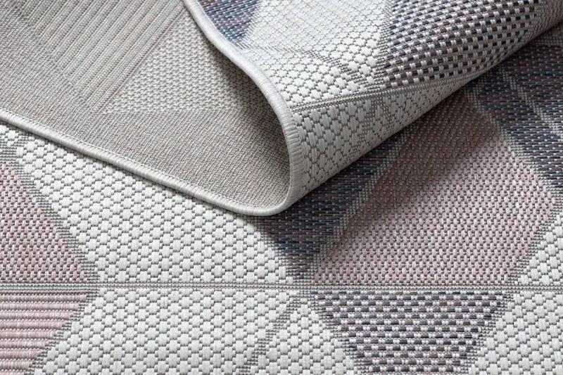 Dywany Łuszczów, Kusový koberec Sion Sisal Triangles B3006A ecru/pink – na ven i na doma, 120x170, růžová, chodba / předsíň
