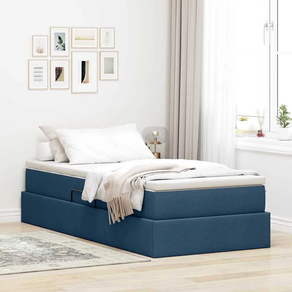 Postel s úložným prostorem a matrací Modrá 100 x 200 cm 3370211