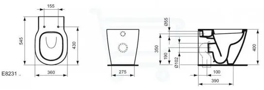 Ideal Standard Connect Stojící WC s hlubokým splachováním E823101