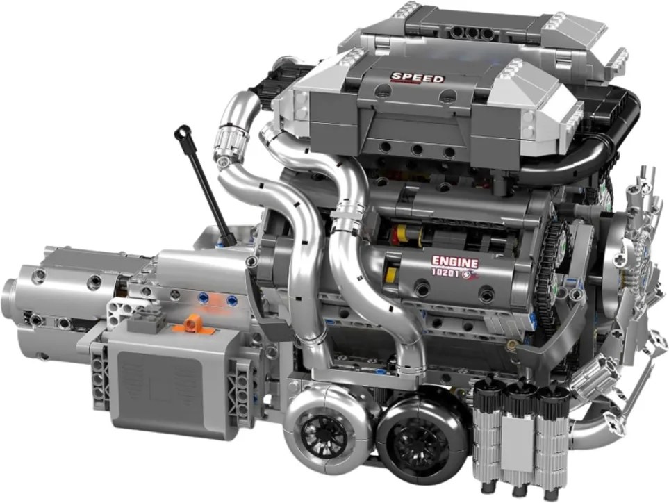LEAN Toys Stavebnicové kostky – motor V8, převodovka, 2024 dílů
