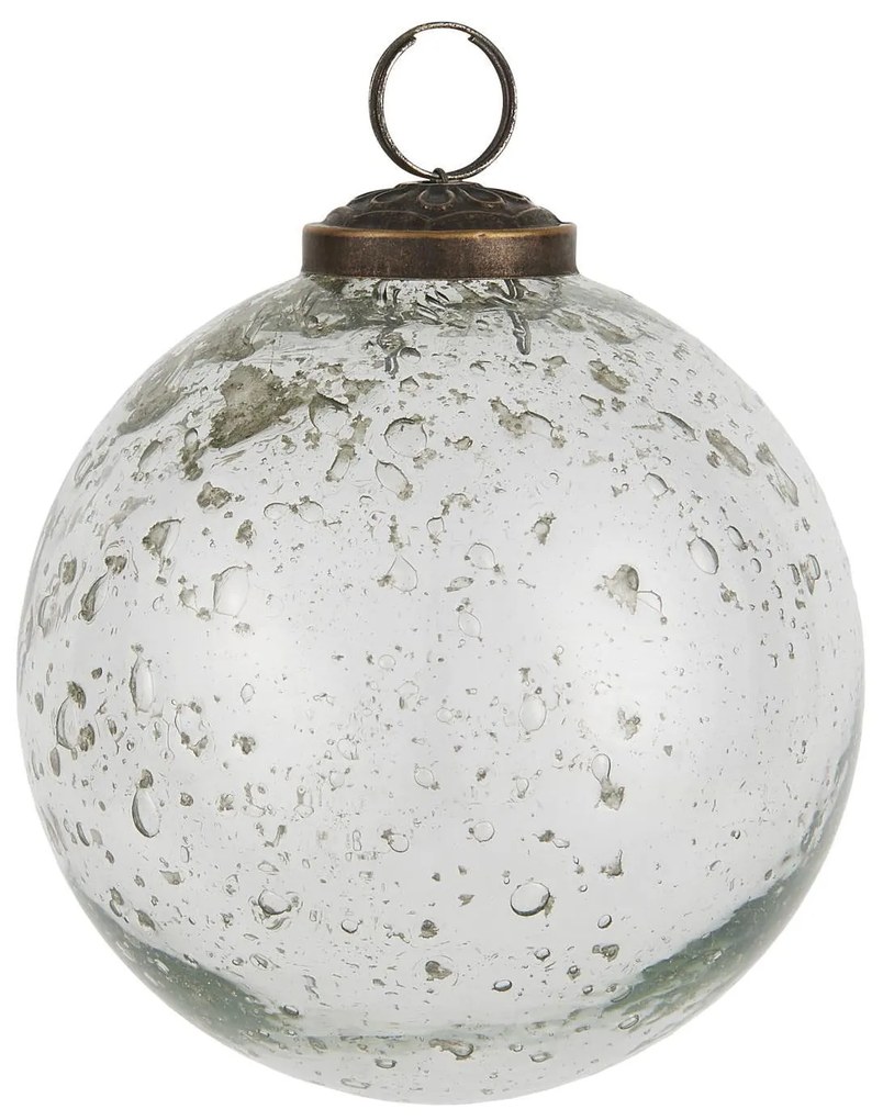 IB LAURSEN Vánoční baňka Pebbled Glass Clear 9,5cm, čirá barva, sklo