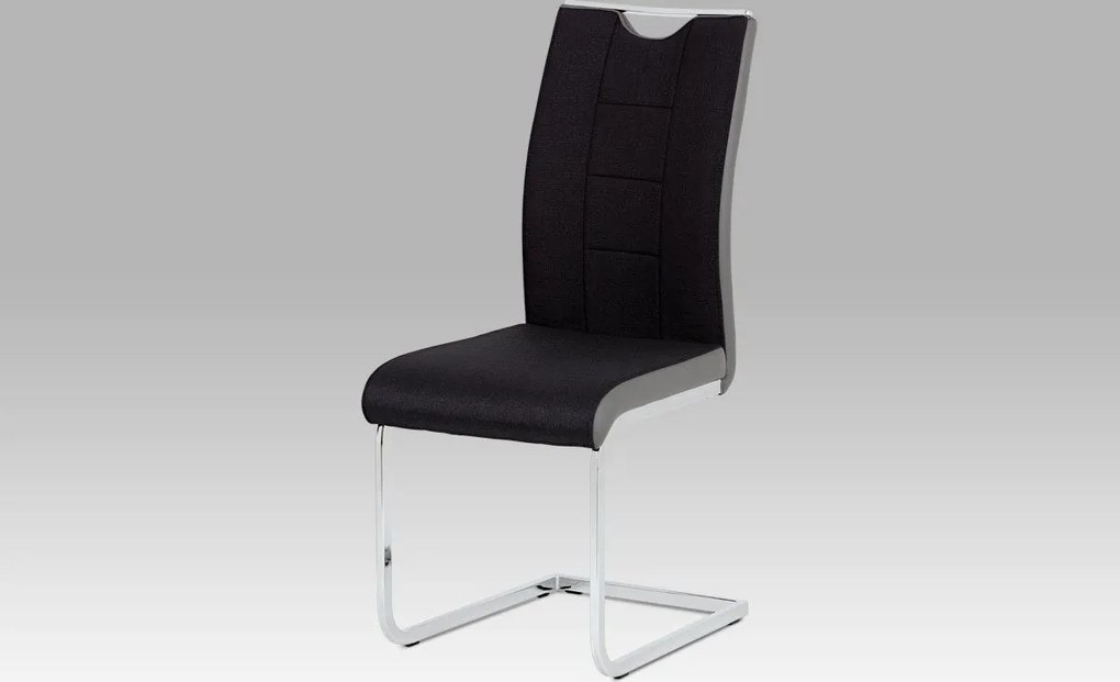 Autronic Jídelní židle chrom / černá látka + šedá koženka DCL-410 BK2