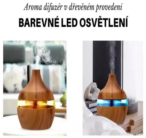 Ultrazvukový zvlhčovač vzduchu dekor tmavé dřevo 300 ml