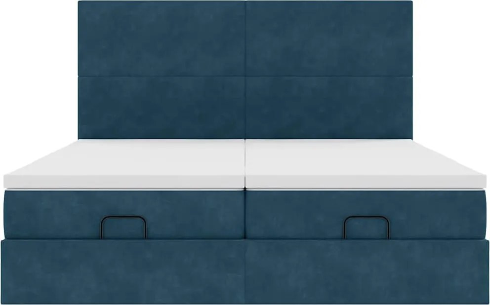 Osmanský rám postele s matracíes tmavě modrá 180x200cm samet 3313758