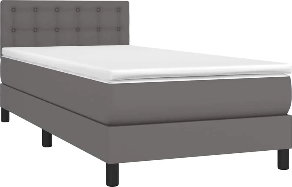 Box spring postel s matrací a LED šedá 90x190 cm umělá kůže 3134199