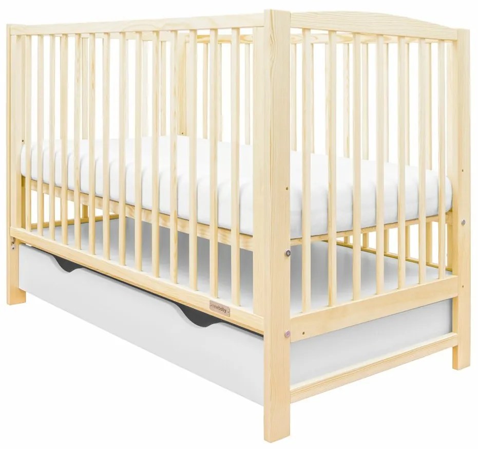 New Baby Dětská postýlka Lilly se stahovací bočnicí a šuplíkem, přírodní
