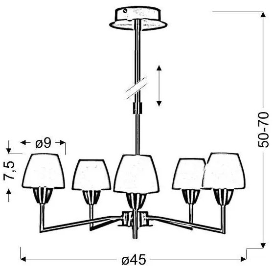 Lustr na tyči TOGO 5xG9/40W/230V matný chrom/bílá
