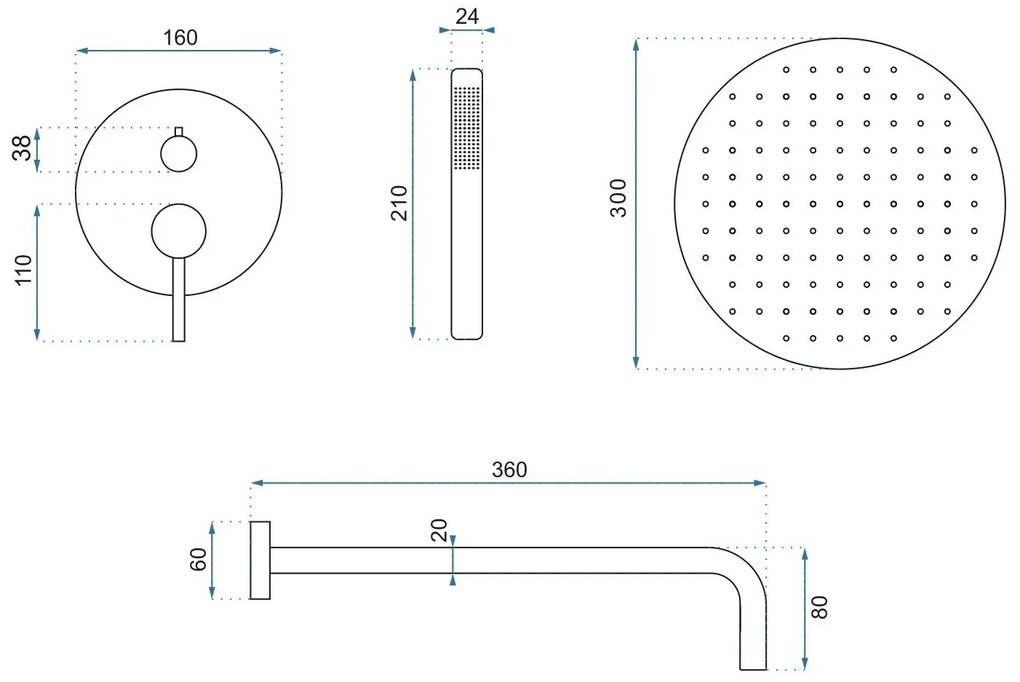 Sprchový komplet REA LUNGO + BOX s podomítkovou baterií, bílá