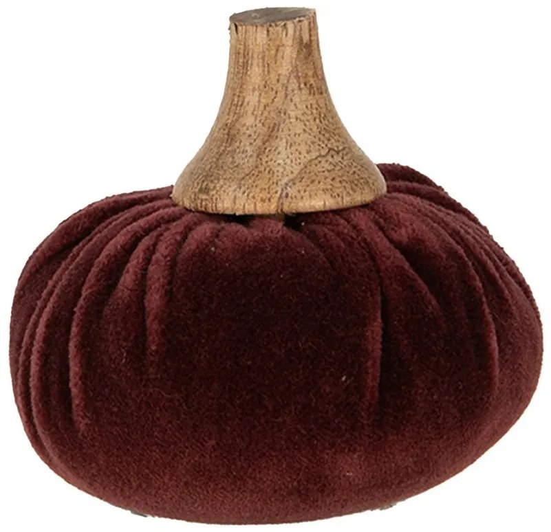 Vínová sametová dekorace dýně Pumpkin S - Ø 9*8 cm