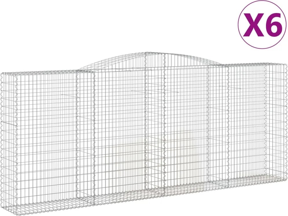 Klenuté gabionové koše 6 ks 400x50x160/180cm pozinkované železo 3147039