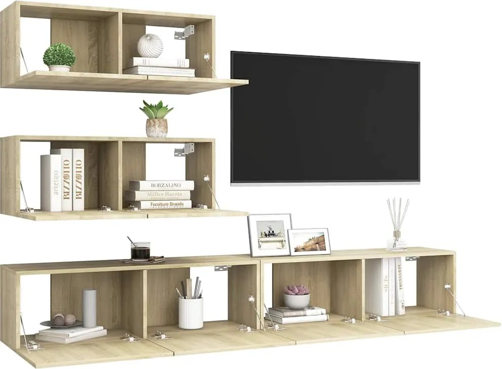 4dílný set TV skříněk dub sonoma kompozitní dřevo 3079026