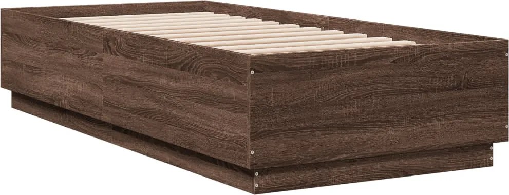 Rám postele s LED osvětlením hnědý dub 90 x 200 cm kompozit 3209638