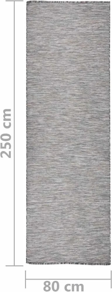 Venkovní hladce tkaný koberec 80x250 cm hnědý a modrý 340814