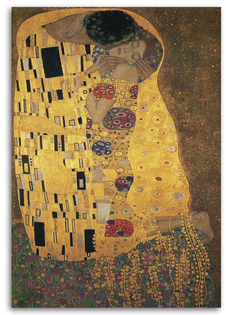 Obraz na plátně REPRODUKCE Gustav Klimt - Polibek - 70x100 cm