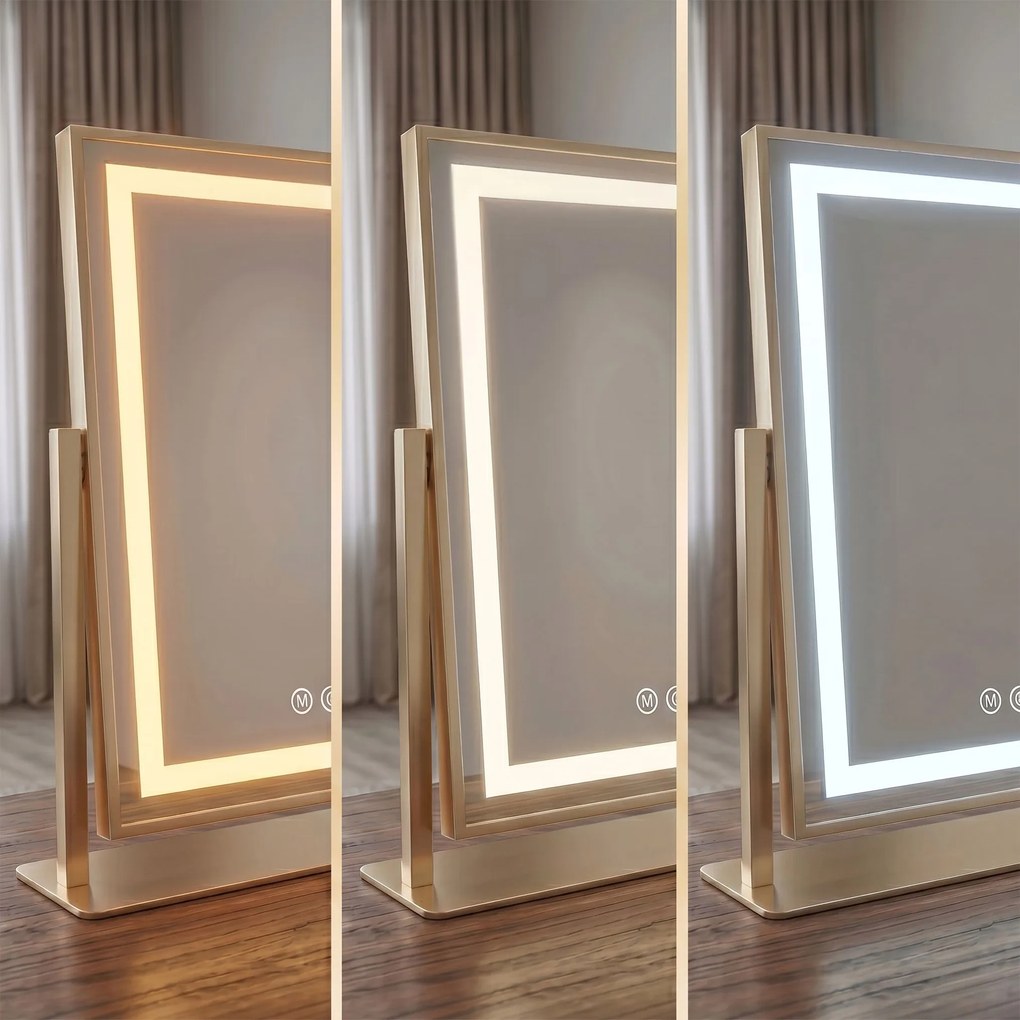 Rea Rea, Zrcadlo LED LUMI L.Gold 30x40cm, HOM-01802