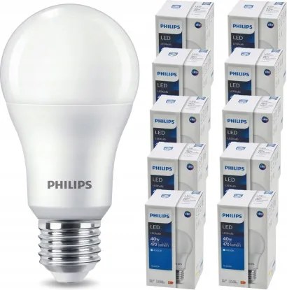 SADA 10 KS LED žárovek PHILIPS E27 4,9W 470 lm neutrální bílá 4000K