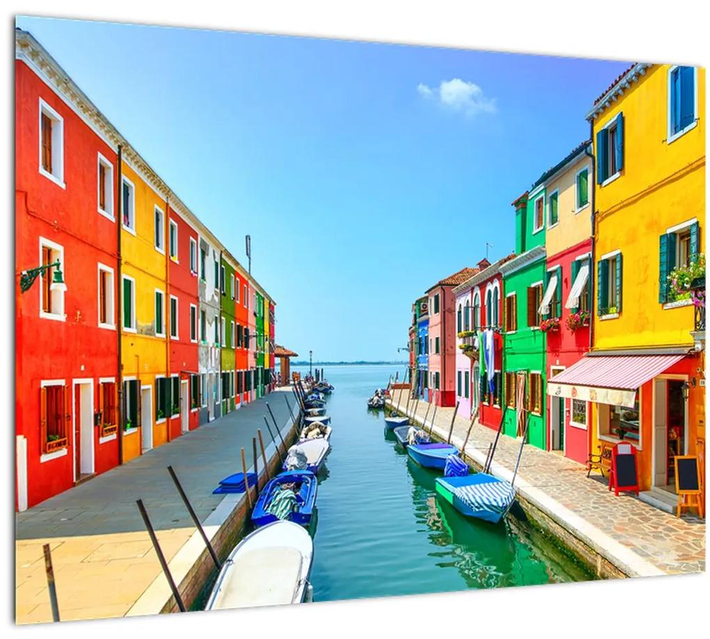 Skleněný obraz - Ostrov Burano, Benátky, Itálie (70x50 cm)