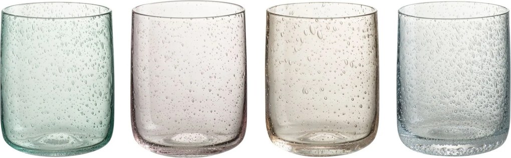 4ks barevná sklenička na vodu s bublinkami Louise - Ø7*9cm / 310ml