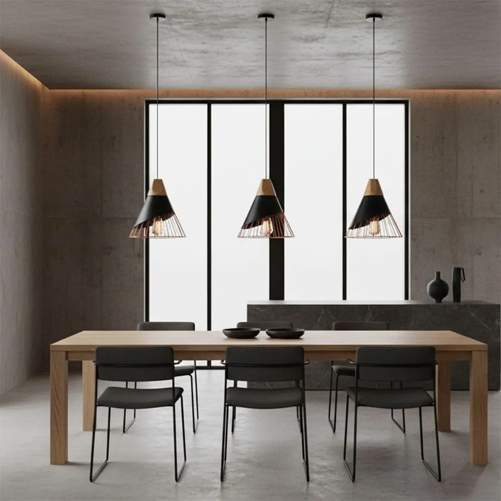 Toolight - Skandidávská závěsná stropní lampa APP225-1CP, černá-hnědá-růžová zlatá, OSW-00892