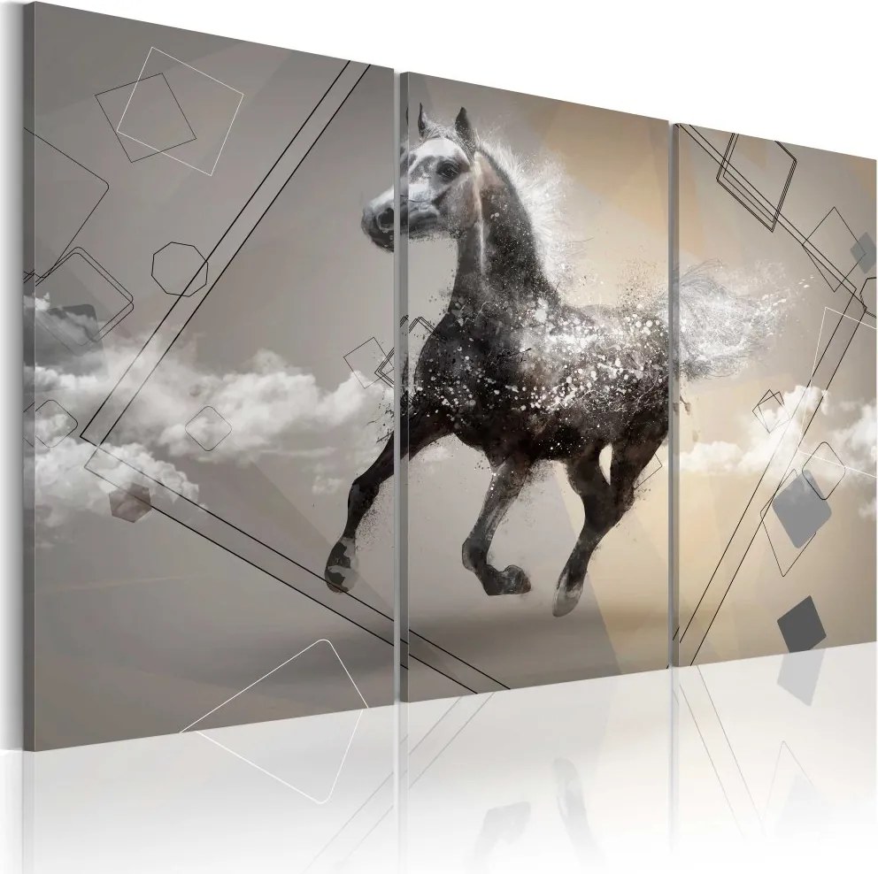 Obraz na plátně Bimago - Fancy gallop - triptych 60x40 cm