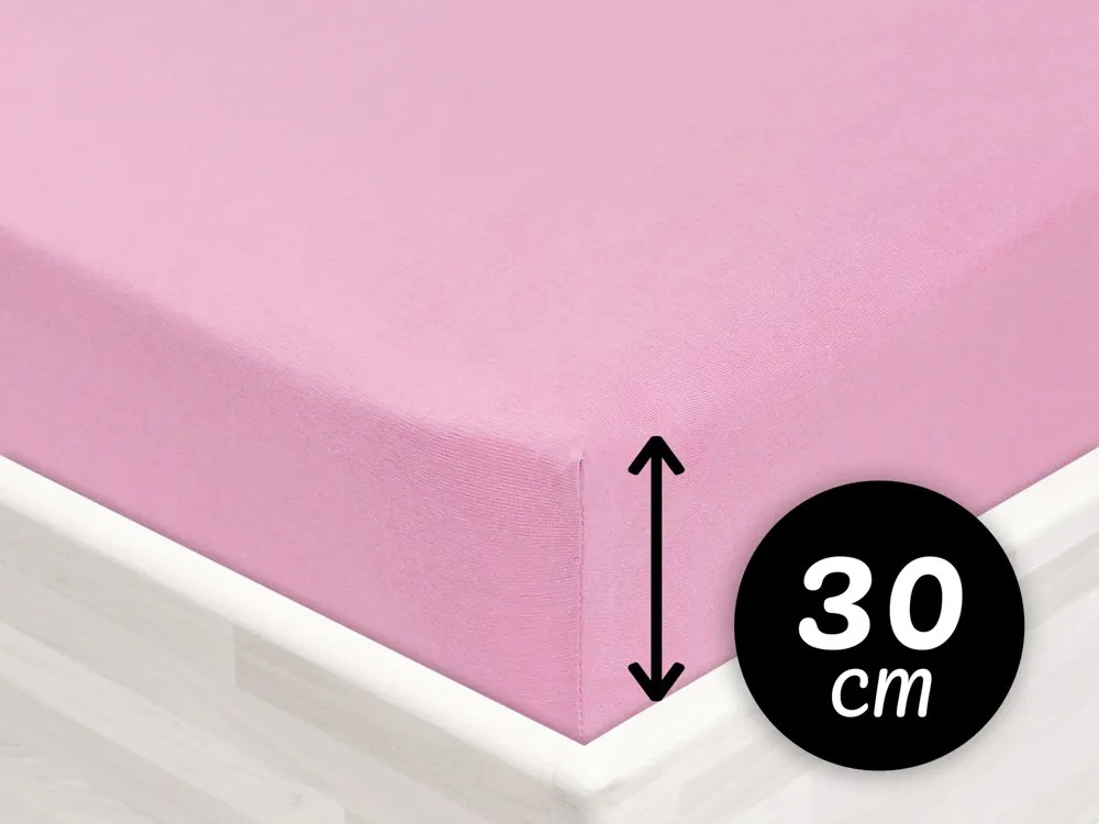 Jersey napínací prostěradlo na vysokou matraci JR-008 Růžová lila 180 x 200 - výška 30 cm