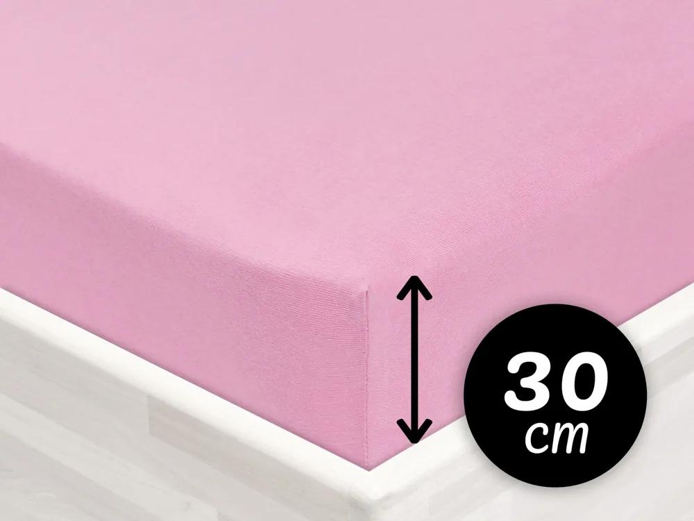 Jersey napínací prostěradlo na vysokou matraci JR-008 Růžová lila 180 x 220 - výška 30 cm