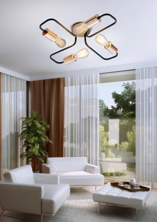 Černé stropní svítidlo Herpe pro žárovku 4x E27  - Candellux