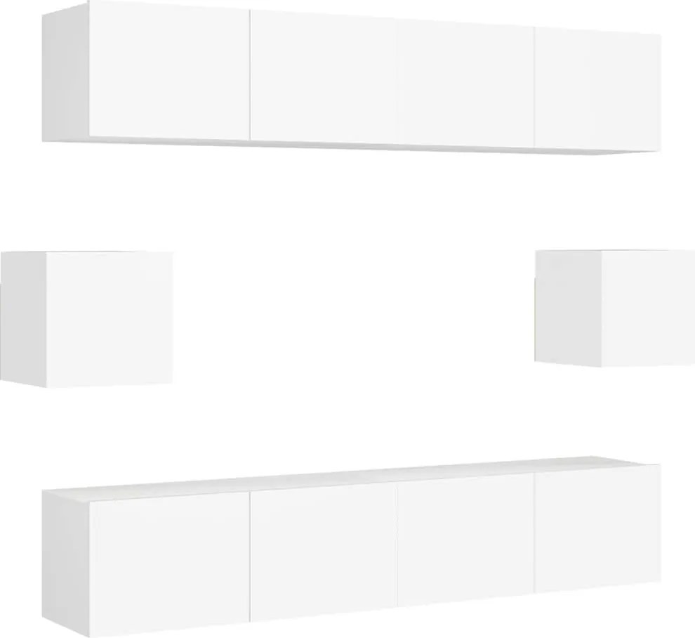 6dílný set TV skříněk bílý kompozitní dřevo 3078683