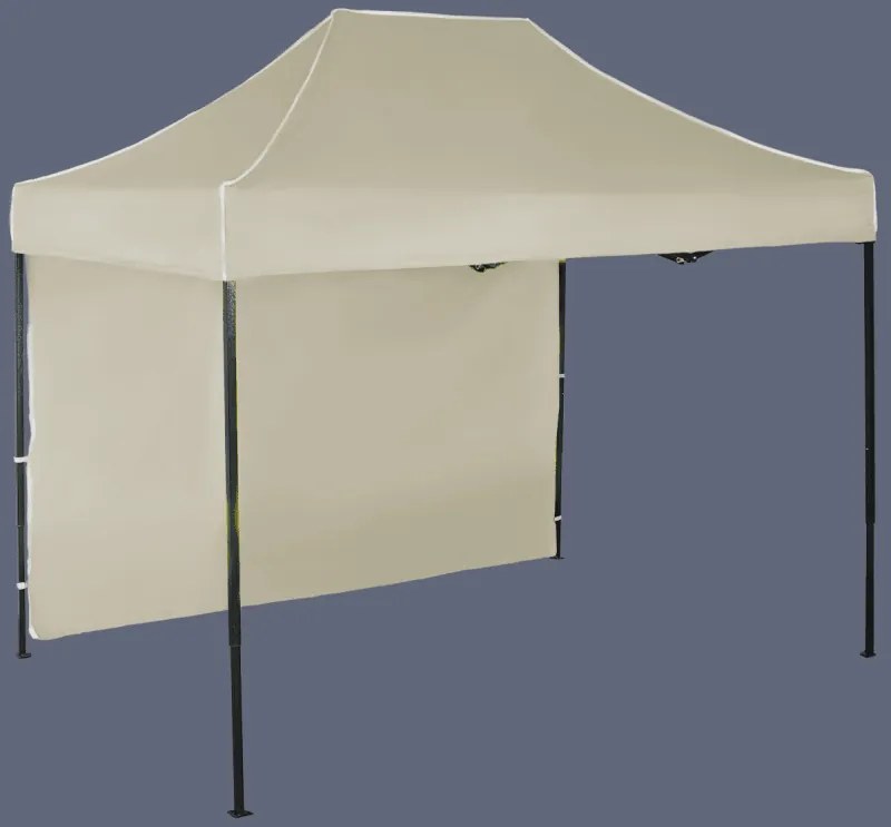 Nůžkový stan 3x2m ocelový, 1 boční plachta, Béžová