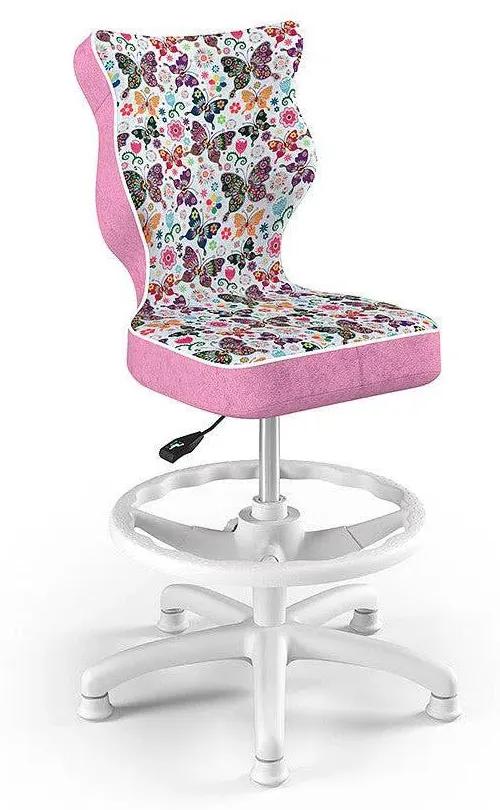 PETIT Dětská otočná židle s podnožkou, pro děti o výšce 119-142 cm, se vzorem motýla | Entelo