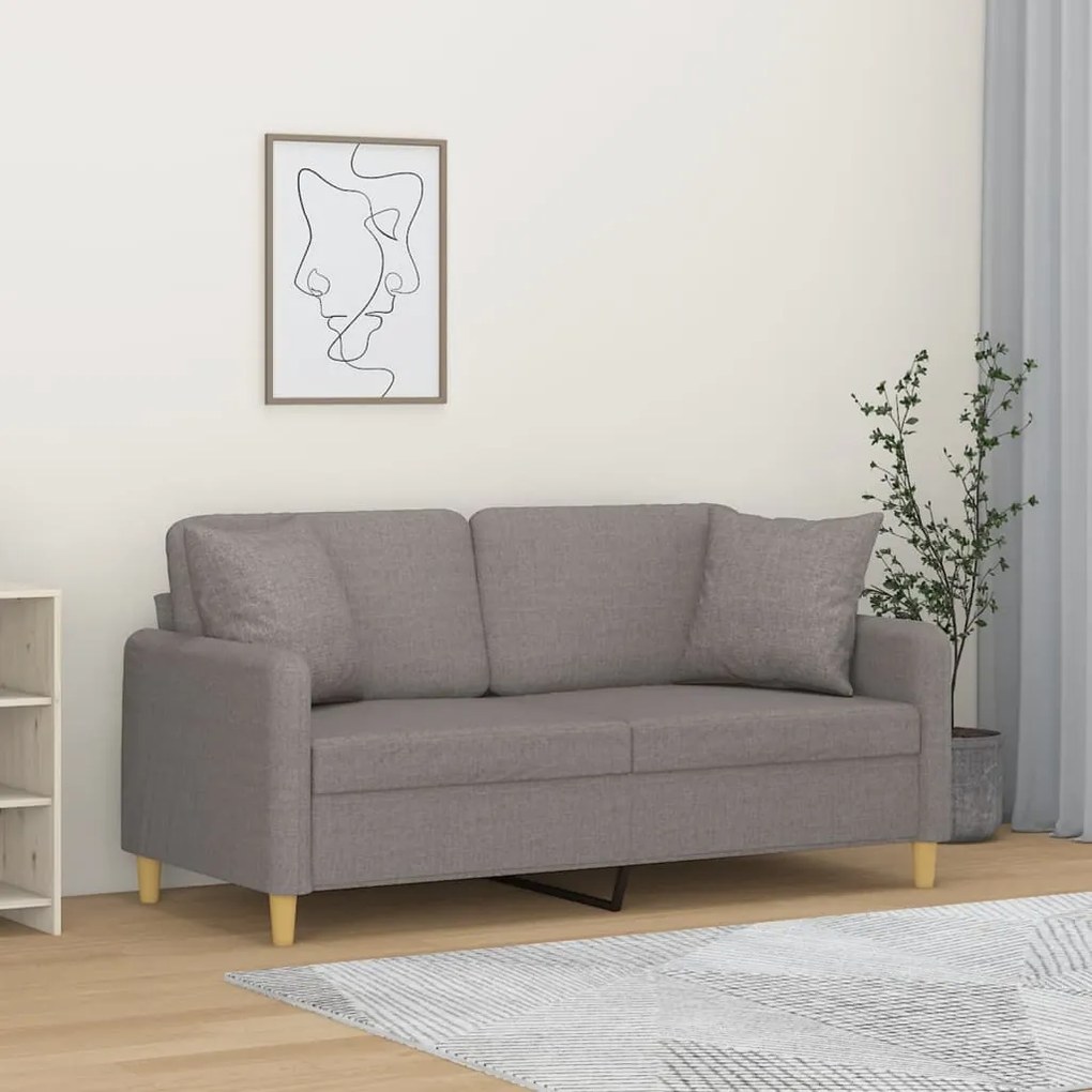 2místná pohovka s polštáři taupe 140 cm textil