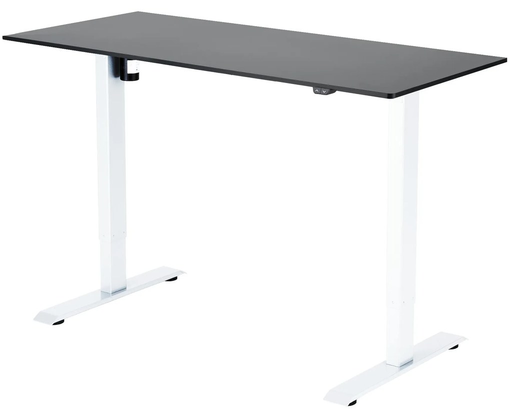 Výškově nastavitelný stůl Liftor 2segmentové nohy bílé,   deska 1380 x 650 x 18 mm černá