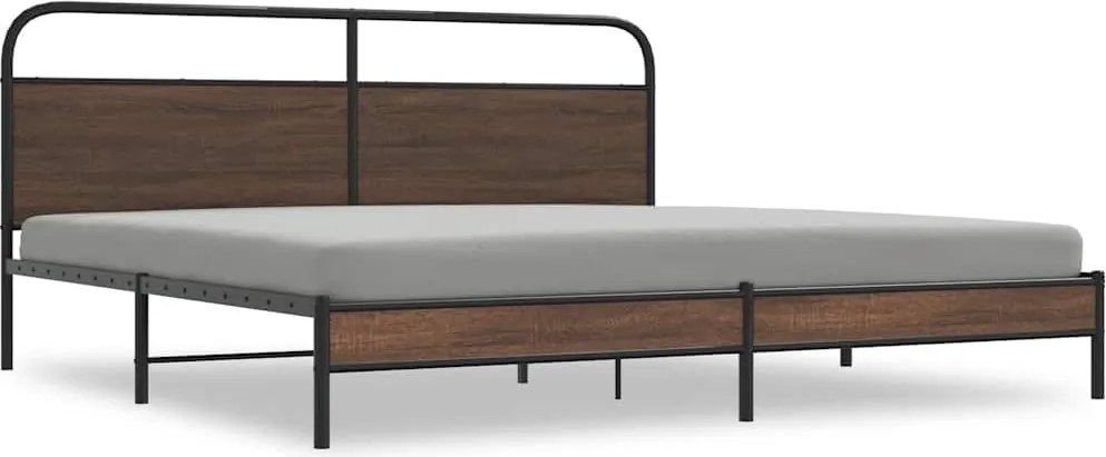 Kovový rám postele bez matrace hnědý dub 200 x 200 cm 3318702
