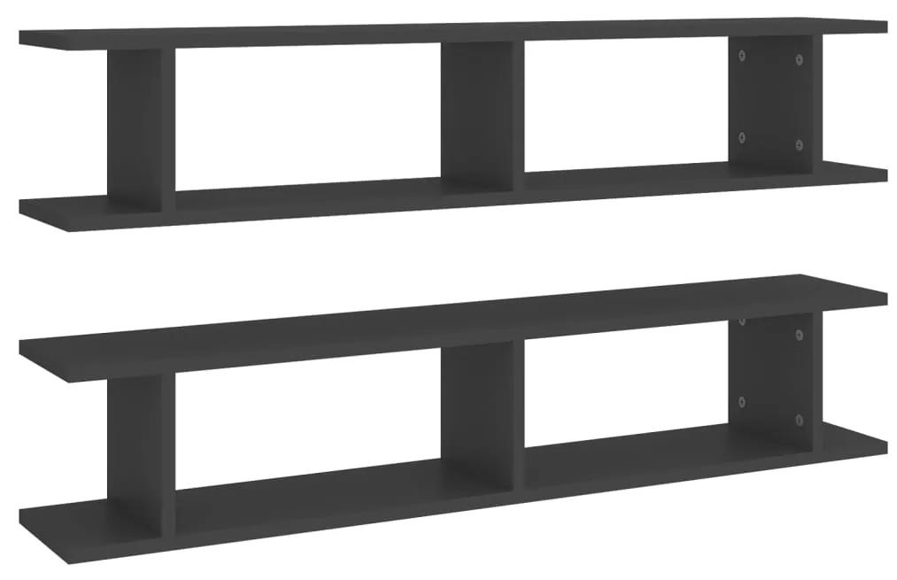 Nástěnné police 2 ks šedé 105 x 18 x 20 cm dřevotříska - Default Title