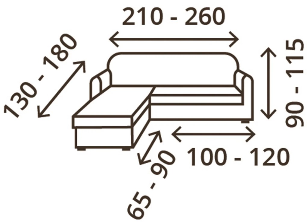MK Lůžkoviny Napínací potah na sedačku s otomanem vlevo – Samuel