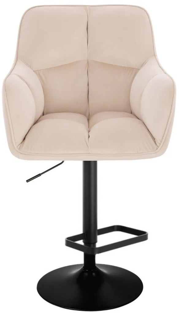 LuxuryForm DESIGN Barová židle AMALFI VELUR na černé kulaté podstavě – krémová