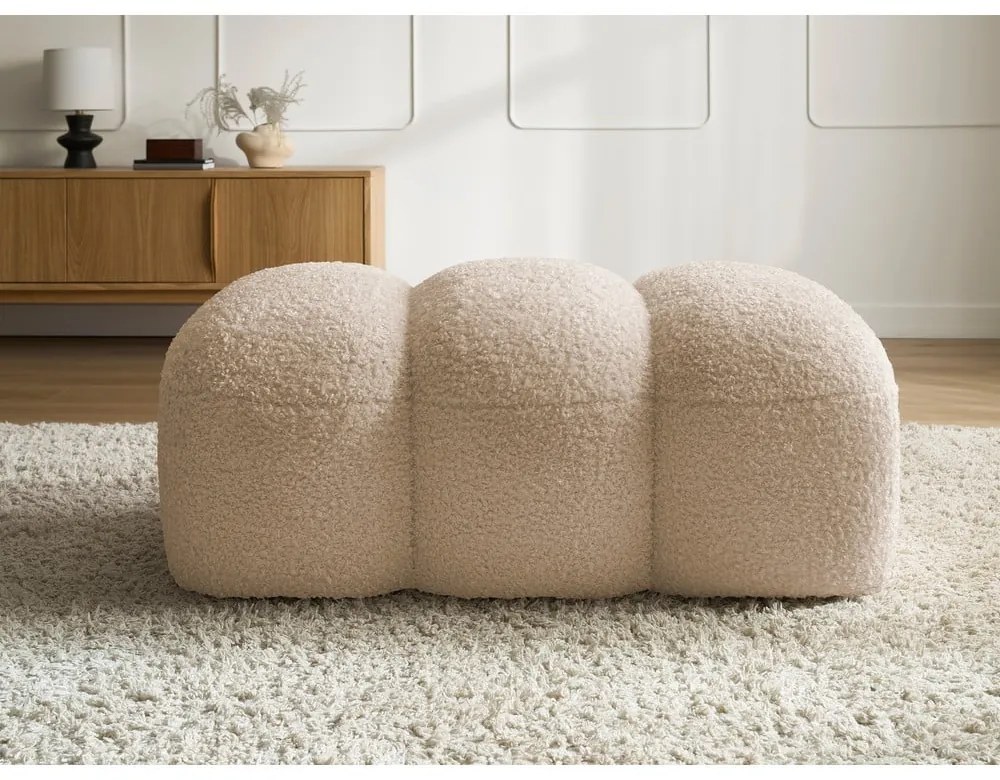 Béžová podnožka z textilie bouclé Hippolyte – Bobochic Paris