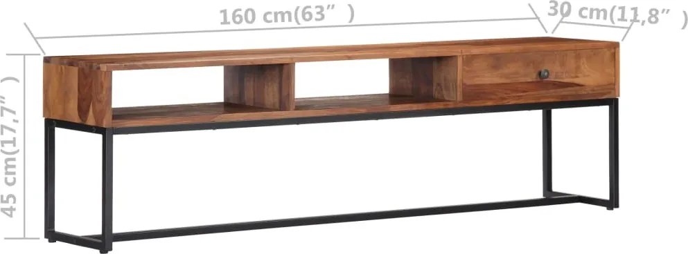 vidaXL TV stolek 160 x 30 x 45 cm masivní sheeshamové dřevo [247466]