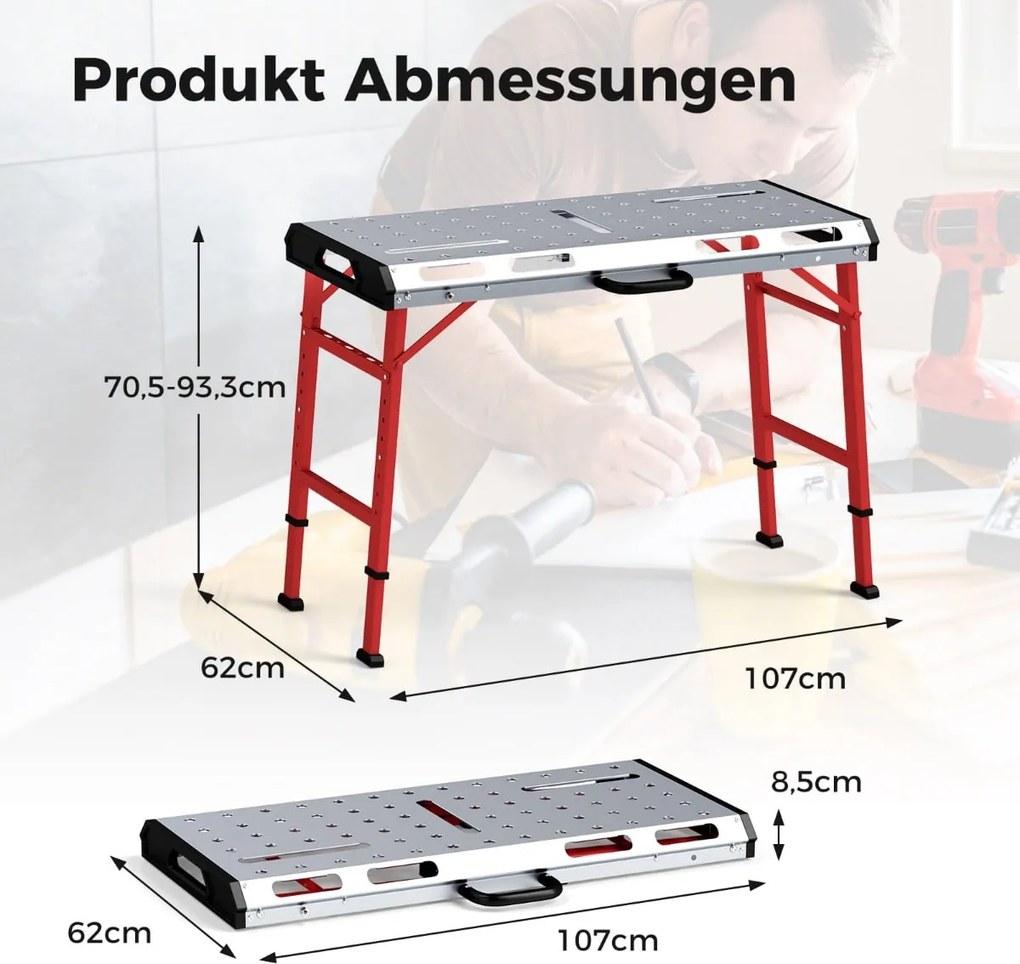 Costway Svařovací stůl s nosností 450 kg a nastavitelnou výškou. Přenosný
