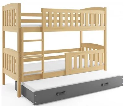 Dětská patrová postel KUBUS s výsuvnou postelí 90x200 cm - borovice Ružové
