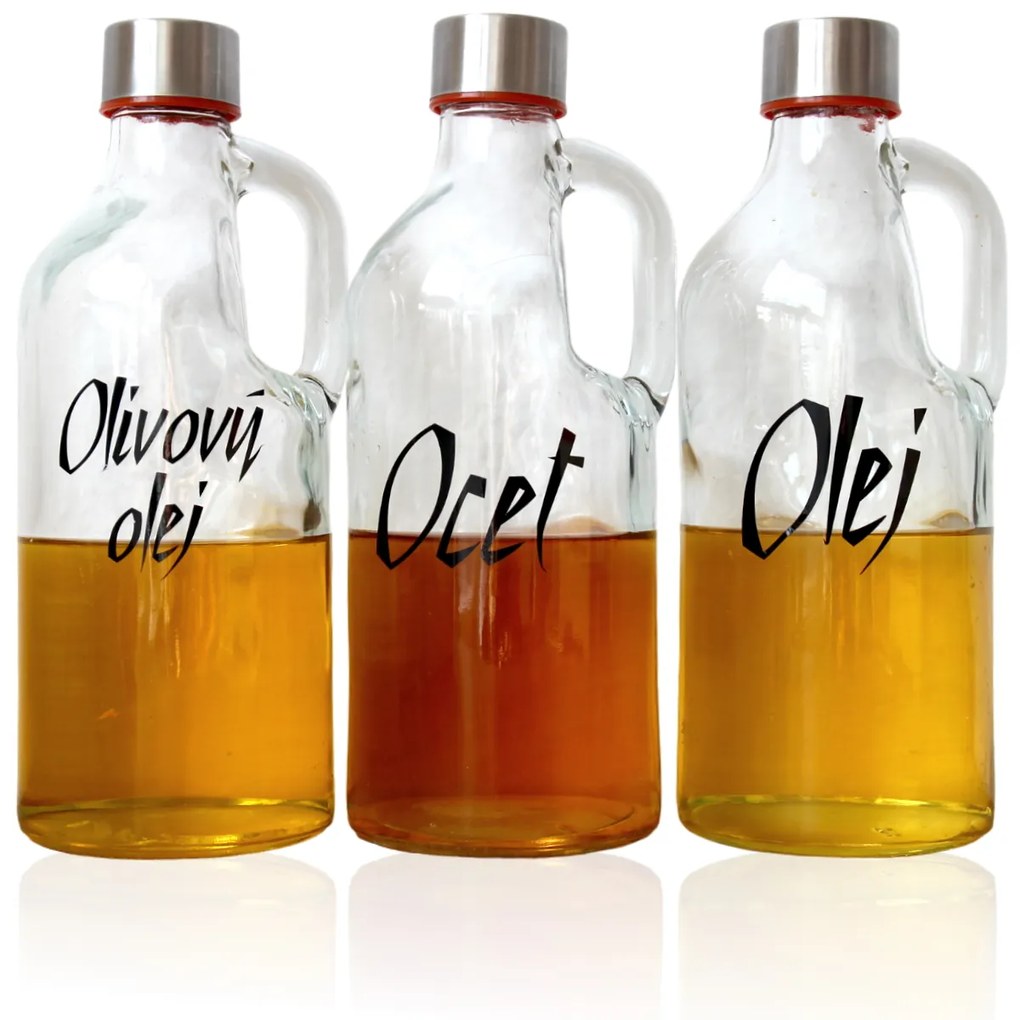 Orion Láhev na olej, olivový a ocet, s uchem a uzávěrem na závit SADA 3*1,15l