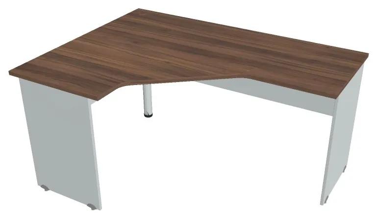 Stůl ergo pravý 160*120 cm - Hobis Gate GEV 60 P Dekor stolové desky: ořech, Dekor lamino podnože: šedá, Barva nohy: stříbrná