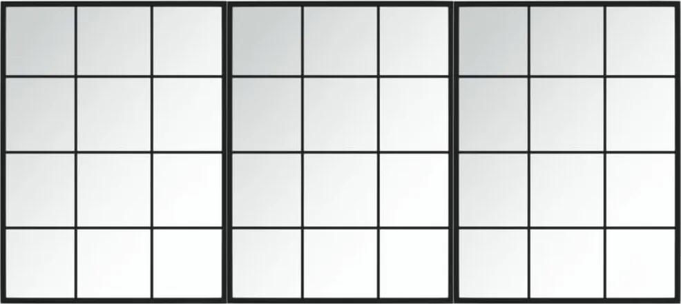 vidaXL Nástěnná zrcadla 3 ks černá 80 x 60 cm kov [3189033]