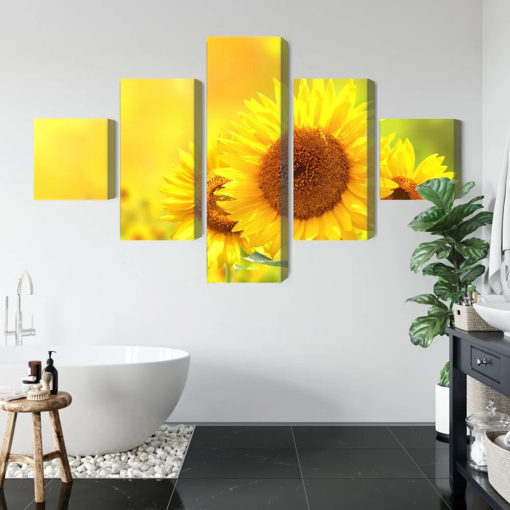 Vícedílný obraz Kvetoucí Slunečnice 3D Nedostatek Nedostatek Přírodní plátno 200x120