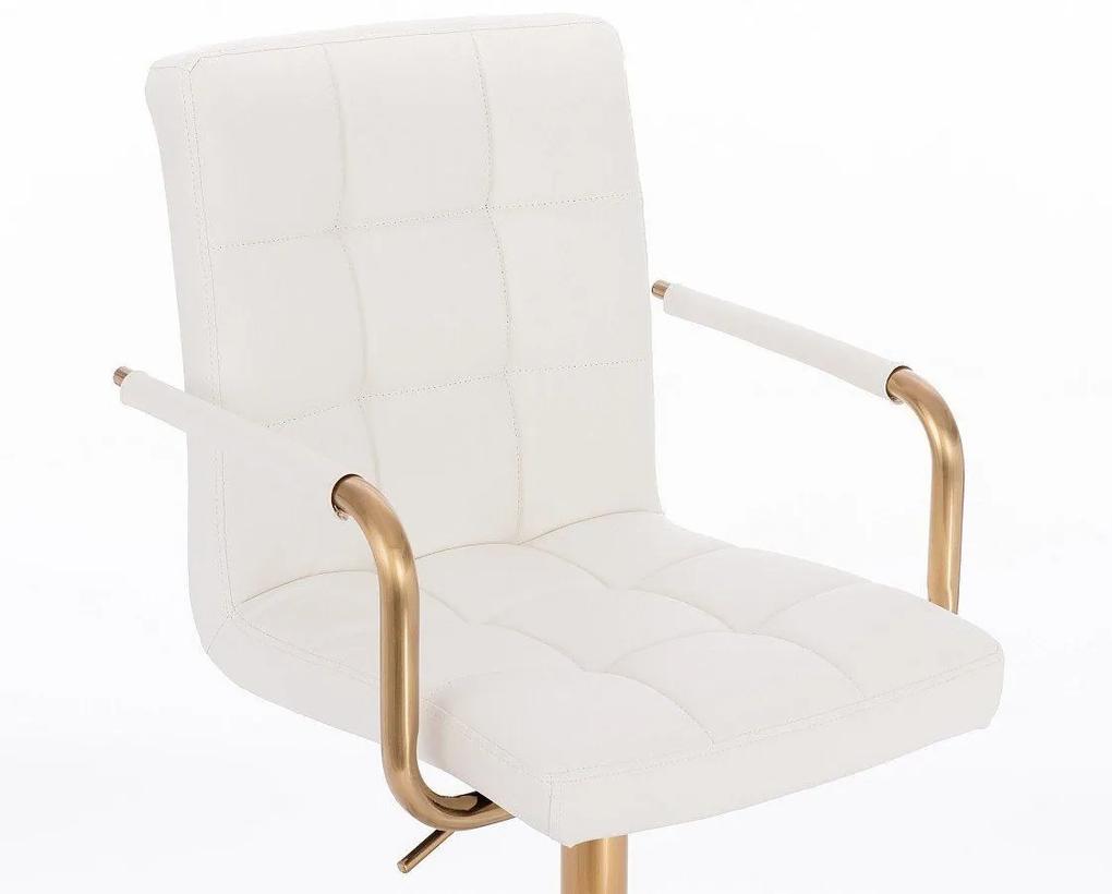 LuxuryForm Židle VERONA GOLD na zlaté podstavě s kolečky - bílá