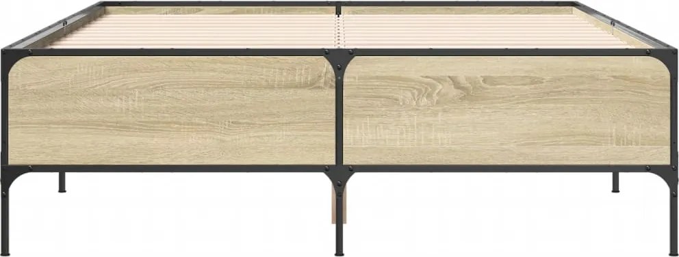 Rám postele dub sonoma 135 x 190 cm kompozitní dřevo a kov 3279813