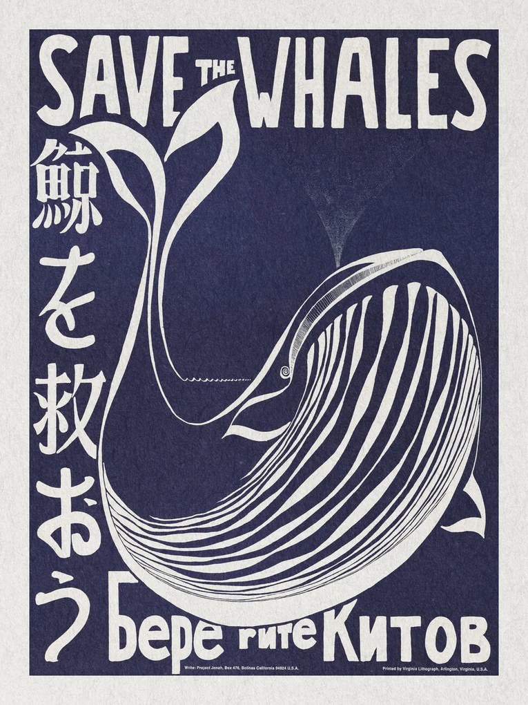 Obrazová reprodukce Save the Whales (Political Vintage), (30 x 40 cm)